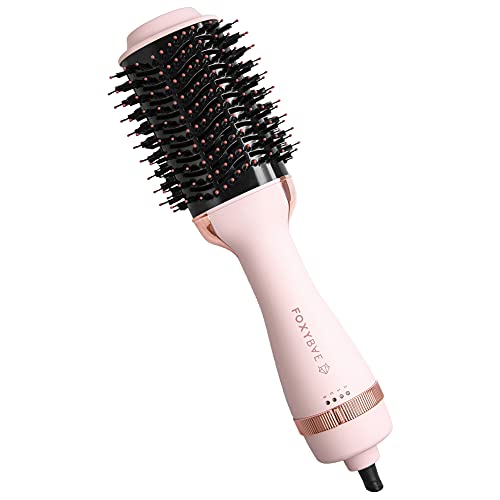 Foxybae Baby Blush Blowout Brush - Professional Hair Volumizer Brush with Nylon and Boar Bristles - Hair Dryer and Brush Combo - Shine Enhancing Brush - Perfect Hair Styling Tool - Light Pink