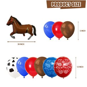 Western Cowboy Birthday Party Decorations, Cowboy Theme Party Supplies for Boys Cowgirl Baby - Backdrop, Cake and Cupcake Toppers, Latex Balloon, Foil Balloon, Hanging Swirls