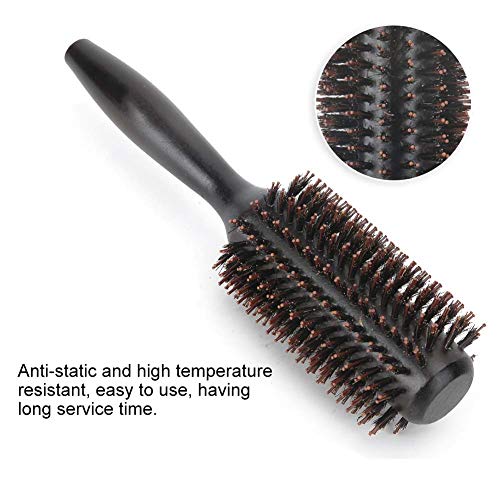 Boar Bristle Round Styling Hair Brush Solid Wood Roller Round Comb Heat Resistant Anti Static Hairdressing Comb Blow Dryer & Curling Roll Hairbrush