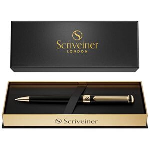 scriveiner black lacquer ballpoint pen - stunning luxury pen with 24k gold finish, schmidt black refill, best ball pen gift set for men & women, professional executive office, nice fancy designer pens