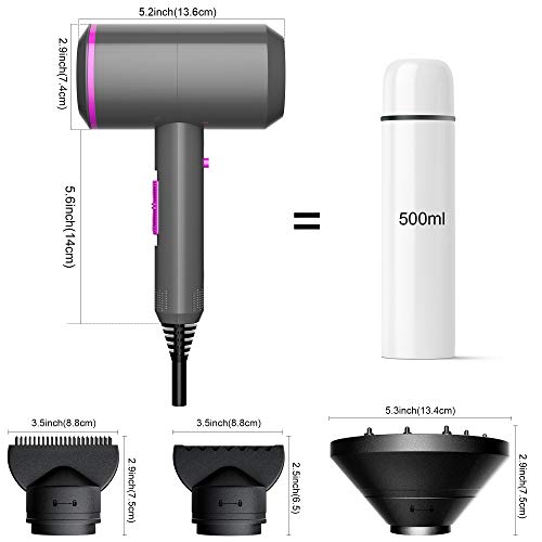 Fezax Ionic Hair Dryer 2000W Salon Performance AC Motor Styling Tool / Hair Dryer Professional Blow Dryer Negative Ion Fast Drying for Hair Care 3 Heating / 2 Speed / Cold, for Home Travel Hotel