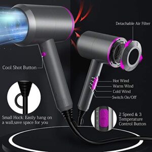 Fezax Ionic Hair Dryer 2000W Salon Performance AC Motor Styling Tool / Hair Dryer Professional Blow Dryer Negative Ion Fast Drying for Hair Care 3 Heating / 2 Speed / Cold, for Home Travel Hotel