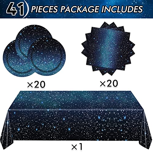 Juhap 41Pcs Starry Galaxy Party Supplies Night Sky Party Tableware Set Outer Space Theme Birthday Star Party Table Decorations for Boys Girls Birthday Party Favors