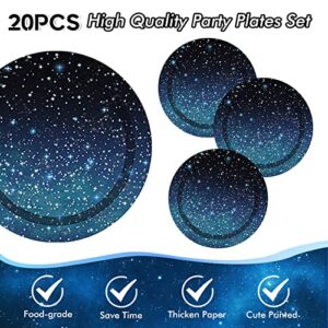 Juhap 41Pcs Starry Galaxy Party Supplies Night Sky Party Tableware Set Outer Space Theme Birthday Star Party Table Decorations for Boys Girls Birthday Party Favors