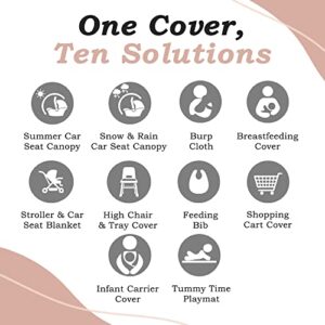 B.Loved Baby - Multi-Use Protective Baby Canopy and Playmat, Nursing or Breastfeeding Cover, Weather-Proof Baby Seat Cover, Car Seat, Shopping Cart, High Chair, and Stroller Cover, Pink