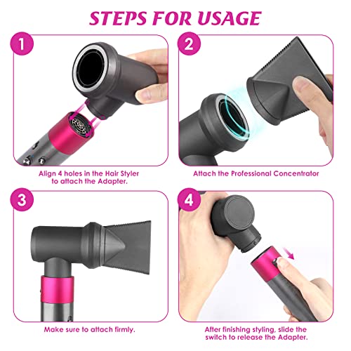 Professional Concentrator and Adapter Kit Compatible with Dyson Airwrap Styler, for Curling Iron Converting to Hair Dryer, with Hair Dryer Attachment Holder