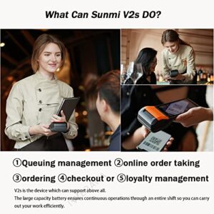 IWERAWA POS Printer SUNMI V2s Smart Mobile Terminal 58mm Thermal Receipt Printer, Supports Label Ticket Printing, NFC, Perfect to Manage queues, Online, Mobile & Takeaway Orders (NFC3+32G(GMS))