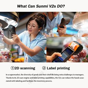 IWERAWA POS Printer SUNMI V2s Smart Mobile Terminal 58mm Thermal Receipt Printer, Supports Label Ticket Printing, NFC, Perfect to Manage queues, Online, Mobile & Takeaway Orders (NFC3+32G(GMS))