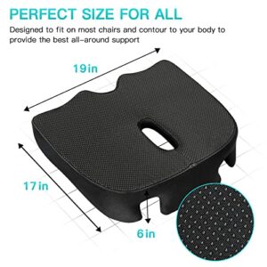 Benazcap X Large Memory Seat Cushion for Office Chair Pressure Relief Sciatica & Tailbone Pain Relief Memory Foam Firm Coccyx Pad for Long Sitting, for Office Chair, Gaming Chair and Car Seat Upgrade