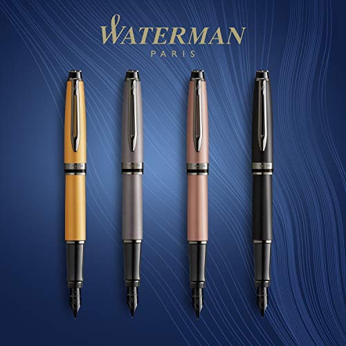 Waterman Expert Rollerball Pen | Metallic Silver Lacquer with Ruthenium Trim | Fine Point | Black Ink | With Gift Box