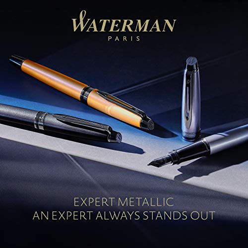 Waterman Expert Rollerball Pen | Metallic Silver Lacquer with Ruthenium Trim | Fine Point | Black Ink | With Gift Box