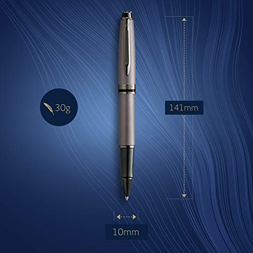 Waterman Expert Rollerball Pen | Metallic Silver Lacquer with Ruthenium Trim | Fine Point | Black Ink | With Gift Box