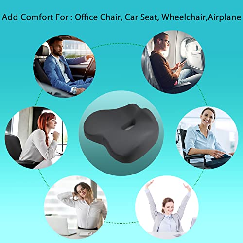 Newsty Pressure Relief Seat Cushion for Long Sitting Hours on Office, Home Chair, Car Memory Foam Office Chair Cushion for Back, Coccyx, Tailbone Pain Relief（Grey）