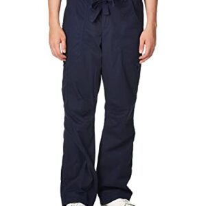 KOI James Elastic Men's Scrub Pants with Zip Fly and Drawstring Waist, Navy, Medium/Short