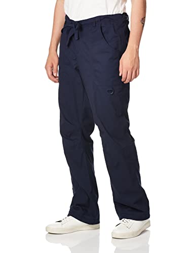 KOI James Elastic Men's Scrub Pants with Zip Fly and Drawstring Waist, Navy, Medium/Short