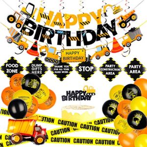 construction birthday party supplies dump truck birthday party decorations with construction printed balloons vehicle banner for construction theme birthday party 50 pack