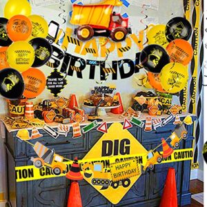 Construction Birthday Party Supplies Dump Truck Birthday Party Decorations with Construction Printed Balloons Vehicle Banner for Construction Theme Birthday Party 50 Pack