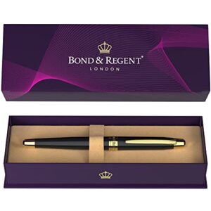 bond & regent rollerball pen - certified luxury grade | 24 karat gold & gloss black | nice gift pens for men and women