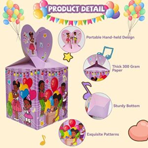 Byhaapy 18Pcs Gracies Party Favor Gift Boxes, Cartoon Corner Goodie Candy Box Black Girls Boys Kraft Treat Boxes for Kids Theme Birthday Party Supplies Table Decoration Baby Shower Decor