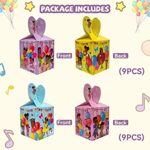 Byhaapy 18Pcs Gracies Party Favor Gift Boxes, Cartoon Corner Goodie Candy Box Black Girls Boys Kraft Treat Boxes for Kids Theme Birthday Party Supplies Table Decoration Baby Shower Decor