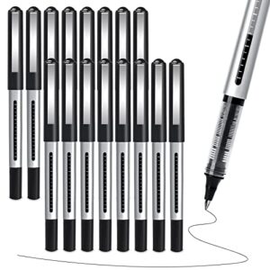 rollerball pen fine point pens: 16 pack 0.5mm extra thin fine tip pens black gel liquid ink, rolling ball point writing pens for note taking, signature, office, journaling, stationary supplies