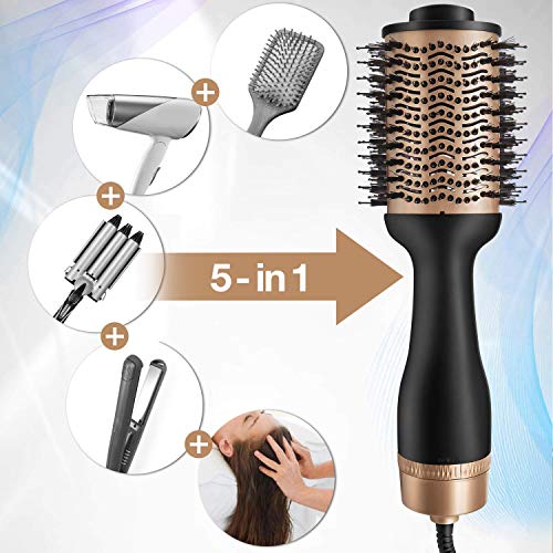 Shagealla Hot Air Brush,Hair Dryer Brush, Hair Dryer Styler & Volumizer 3 in 1 Brush Blow Dryer Styler for Rotating Straightening, Curling, Salon Negative Ion Ceramic Blow Dryer Brush