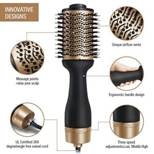 Shagealla Hot Air Brush,Hair Dryer Brush, Hair Dryer Styler & Volumizer 3 in 1 Brush Blow Dryer Styler for Rotating Straightening, Curling, Salon Negative Ion Ceramic Blow Dryer Brush