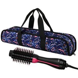 beautyflier travel case for revlon one-step volumizer, storage carrying travel bag for one step root booster brush dryer, one step volumizer storage case for hair dryer and hot air brush(blue flowers)