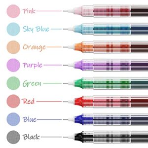 Ohuhu 30 Packs Rollerball Pens: 8 Colors 0.5 mm Ultra Fine Point Pens Quick Drying Smooth Writing Liquid Ink Rolling Ball Pen for Writing Journaling Taking Notes Coloring Book School Office