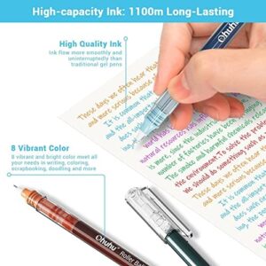 Ohuhu 30 Packs Rollerball Pens: 8 Colors 0.5 mm Ultra Fine Point Pens Quick Drying Smooth Writing Liquid Ink Rolling Ball Pen for Writing Journaling Taking Notes Coloring Book School Office