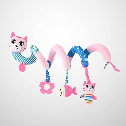 Generic Baby Crib Mobile Car Toys, Baby Activity Spiral Plush Stroller Bar Toy Accessories, Crib Toys with Bell for Boy or Girl, Hangings Rattle Toy Stroller Cat Hanging Toy