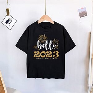 T Shirts New Years Eve Party Supplies Kids NYE 2023 New Year T Shirt Top Mortification Shirt (0302G-Black, 12-18 Months)