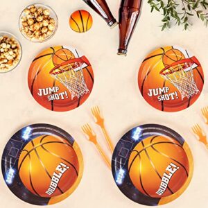 DECORLIFE Basketball Party Supplies Serves 24, Basketball Plates and Napkins Set for Boys Birthday, Total 96 PCS