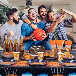 DECORLIFE Basketball Party Supplies Serves 24, Basketball Plates and Napkins Set for Boys Birthday, Total 96 PCS