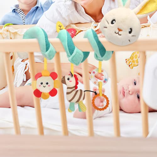 JERICETOY Infant Car Seat Toys, Stroller Toy, Carseat Toys for Infants Hanging Crib Activity Toy for Crib Bed Stroller Car Seat, Hanging Rattle Toy