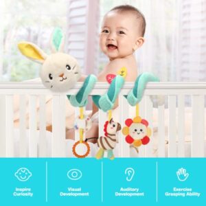 JERICETOY Infant Car Seat Toys, Stroller Toy, Carseat Toys for Infants Hanging Crib Activity Toy for Crib Bed Stroller Car Seat, Hanging Rattle Toy