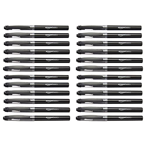 Amazon Basics Rollerball Pen, Micro Point (0.5mm), Black, 24 Pack