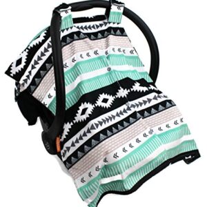 Dear Baby Gear Deluxe Car Seat Canopy - Infant Car Seat Cover - Baby Car Seat Covers - Carseat Canopy for Infant Car Seats - Car Seat Cover (Reversible Black, Grey, Mint Moose, Aztec Minky 40"x30")