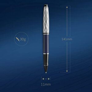 Waterman Expert Rollerball Pen | Metal & Blue Lacquer | Chiselled Cap | Black Ink | Gift Box