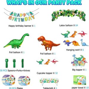 275 Pcs Dinosaur Birthday Party Supplies Kit For Boys, Dinosaur Party Decorations-20 Guest-Include Dino Plates Cups Napkins Banner Cutlery Balloon Tablecloth Straws Toppers