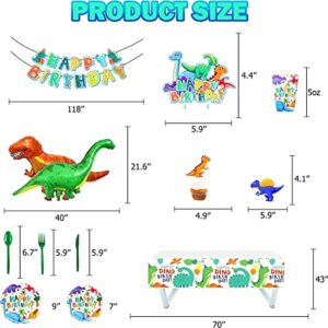 275 Pcs Dinosaur Birthday Party Supplies Kit For Boys, Dinosaur Party Decorations-20 Guest-Include Dino Plates Cups Napkins Banner Cutlery Balloon Tablecloth Straws Toppers