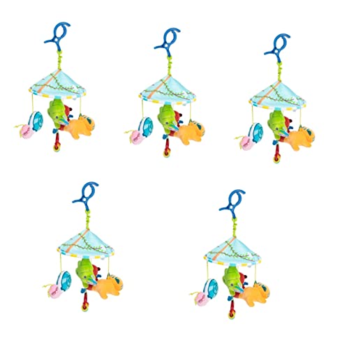 Hohopeti 5pcs Animal Mobile Bed Cartoon Decoration Rattle Infant Rattles Baby Toy for Toys Development Blue Nursery Car Chime Crib Boys Early Newborn Wind Cradle Ster Dangling Hanging