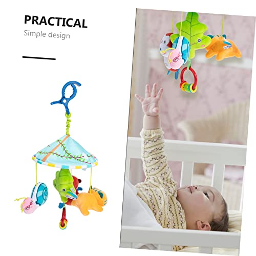 Kisangel 5pcs Crib Rattles Baby Early Cartoon Mobile Chime Toys Dangling Car Infant Cradle Development Decoration Rattle for Ster Animal Blue Nursery Wind Hanging Newborn Toy Bed Boys