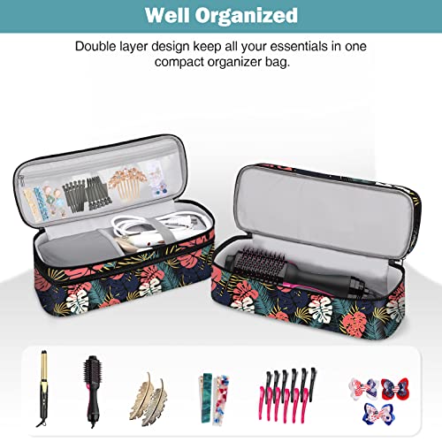 SITHON Double-Layer Travel Carrying Case for Revlon One-Step Hair Dryer/Volumizer/Styler, Water Resistant Storage Organizer Bag Compatible with Shark FlexStyle Attachment (Bag Only) (Leaves)