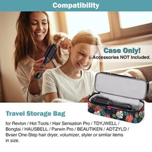 SITHON Double-Layer Travel Carrying Case for Revlon One-Step Hair Dryer/Volumizer/Styler, Water Resistant Storage Organizer Bag Compatible with Shark FlexStyle Attachment (Bag Only) (Leaves)