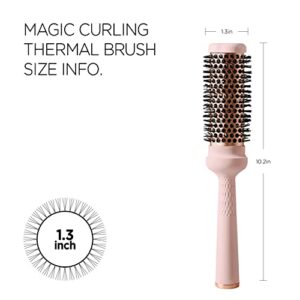 F3 Systems Magic Curling Thermal Brush(1.3 Inch), Cut Drying Time,Self-Standing Round Brush, Great Blowout, Ceramic Coated Barrel, Quick Styling Brush,Blowout Volume,Ionic Thermal Barrel, Wave Styler