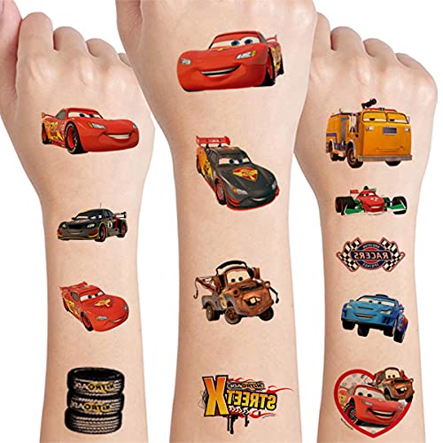 8 Sheets Cars Temporary Tattoos for Kids, Truck Race Car Birthday Party Supplies Truck Birthday Decorations for Kids Boys Girls Party Favors Racing Car Theme Party Decorations Party Gifts