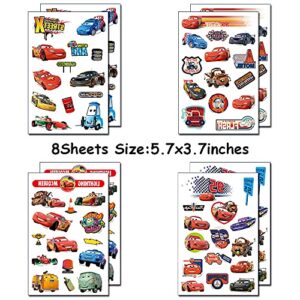 8 Sheets Cars Temporary Tattoos for Kids, Truck Race Car Birthday Party Supplies Truck Birthday Decorations for Kids Boys Girls Party Favors Racing Car Theme Party Decorations Party Gifts