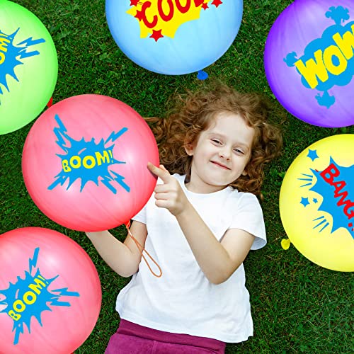 30 Pcs Large Punch Balloons Party Favors Neon Punching Balloons 18 Inch Punch Balls with Rubber Band Heavy Duty Latex Round Bouncy Balloons Fun Balloons for Birthday Gift Wedding Party (Bright Style)