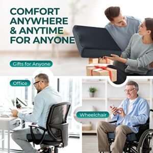 Seat Cushion Office Chair Pad: 4 Inch Extra Thick Dual Layer Memory Foam Seat Cushions for Coccyx Tailbone Sciatica Back Pain Relief, Soft Support Long Sitting for Computer Desk, Wheelchair, Car Seat